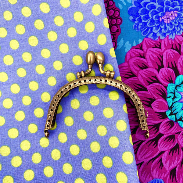 Natasha Makes Fabric Kit Hardware 85cm Gold Kiss Clasp Purse Fq