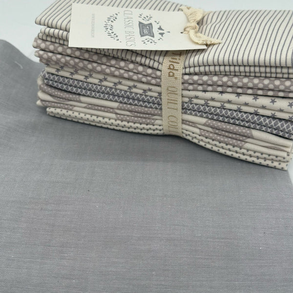 FABRIC + FREE Patterns: Tilda | Classic Basics 6 x FQ Bundle 'GREY ...