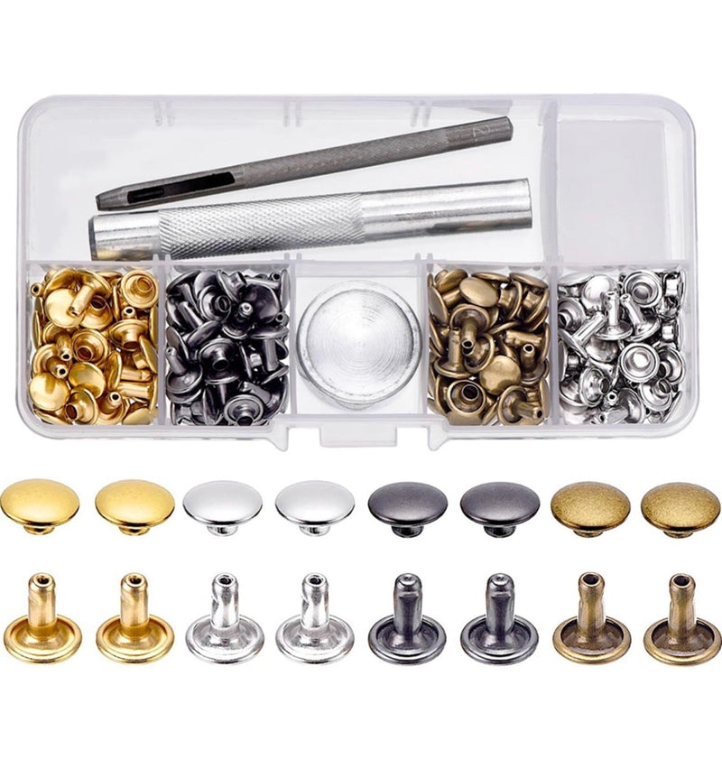 TOOLS: Double Cap Rivets Set (100 sets): 8mm size: with Setting Tools ...