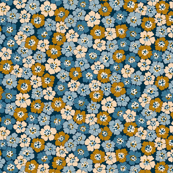 Liberty | Denim Florals 'Spring Flourish' Indigo / Ochre 405B: by the ...