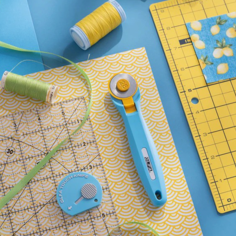 OLFA: Rotary Cutter (28mm Diameter) and Touch Knife: AQUA – Natasha Makes