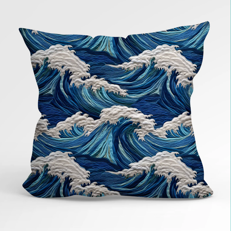 French Velvet 'Ocean Waves Embroidery Effect': PRECUT Approx 50cm x 45 ...