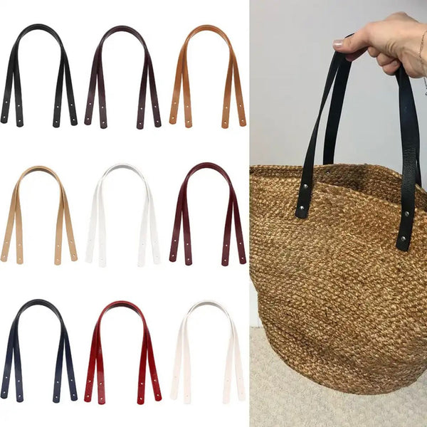 HARDWARE: 60cm Detachable PU Leather Bag Straps + Rivets: One Pair in ...