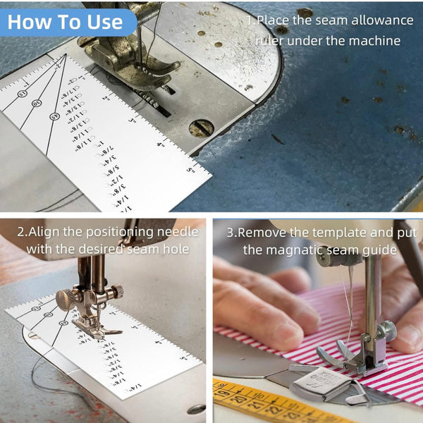 TOOLS: Magnetic Seam Guides and Seam Allowance Ruler for ⅛" to 2" Univ ...