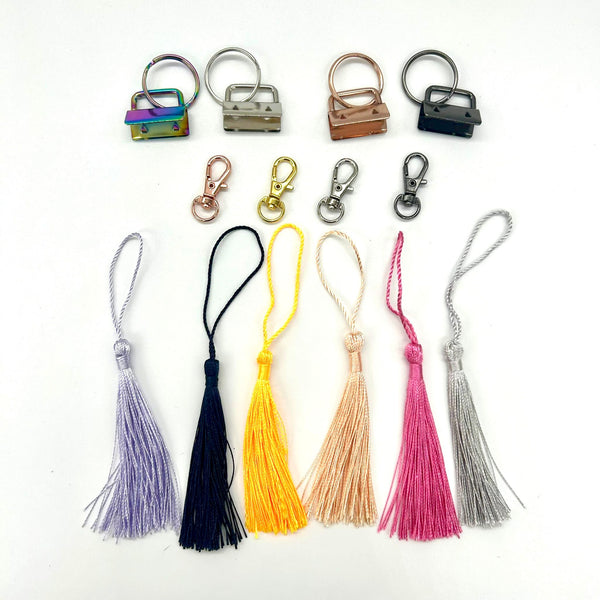 HARDWARE: 14-Piece Key Fob, Lobster Clasp and Tassel Bundle: Mixed Col ...