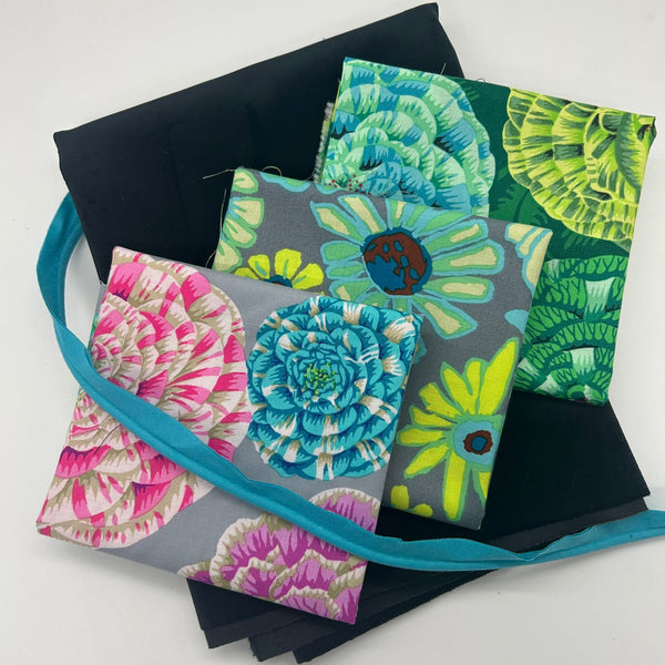 FABRIC KIT: Velvet Floral Appliqué Cushion: KFC 'Bloomers' Grey, 'Japo ...