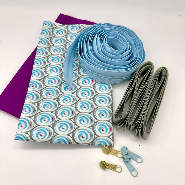 FABRIC KIT + BINDING + ZIP: Spiral Case: George Mendoza 'Eye Spy' Blue ...