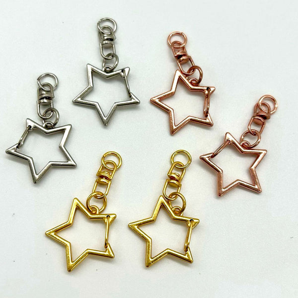 HARDWARE: SIX Star-Shaped Spring Clips with Jump Ring Attachment: Gold ...
