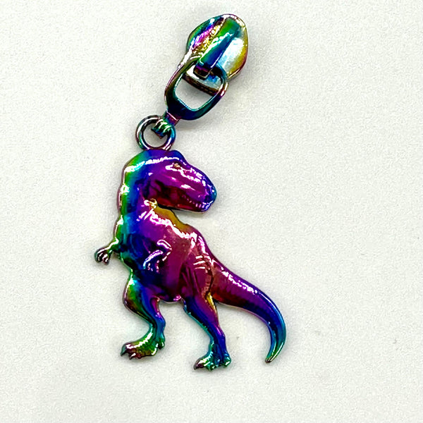 HARDWARE: Metal Zip Slider with DINOSAUR: Size 5: Rainbow colour ...