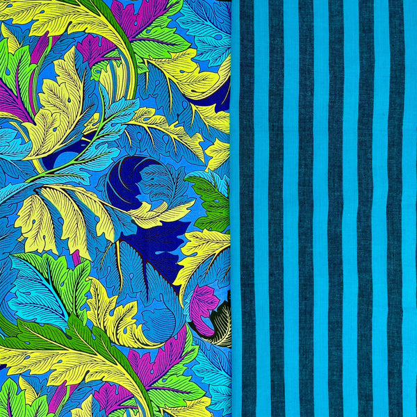 HALF METRE DUO: Kaffe Fassett x Morris & Co 'Acanthus' Cobalt + Kaffe ...