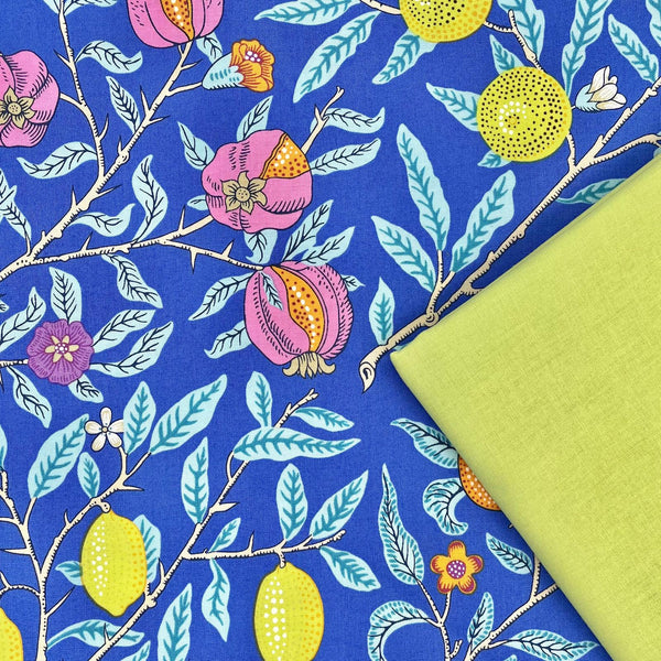 PERFECT PAIRING: 1/2m Duo: Kaffe Fassett x Morris & Co 'Fruit' Cobalt ...