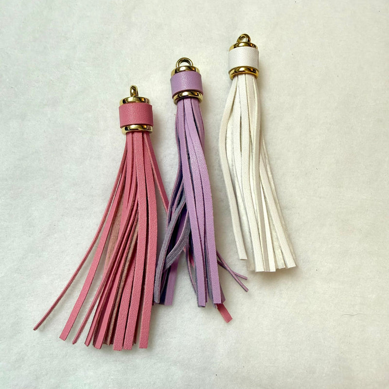ACCESSORY: Lucky Dip TRIO of 10cm PU Leather Tassel Pendants: Assorted ...