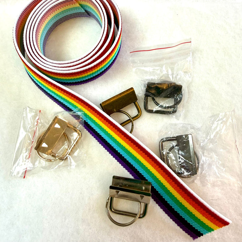 SPECIAL BUY: 1m Length of 25mm Wide Rainbow Elastic Webbing + Lucky Di ...