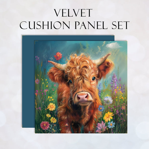 French Velvet CUSHION Panel Set: 1 Pair: Approx 18" square (45cm x 45c ...