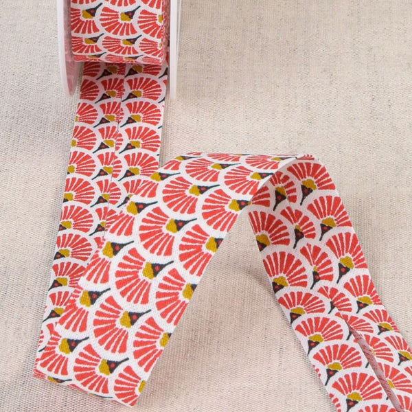 BIAS BINDING: Premium Decorative Binding: 27mm Wide: Art Deco Fan Prin ...