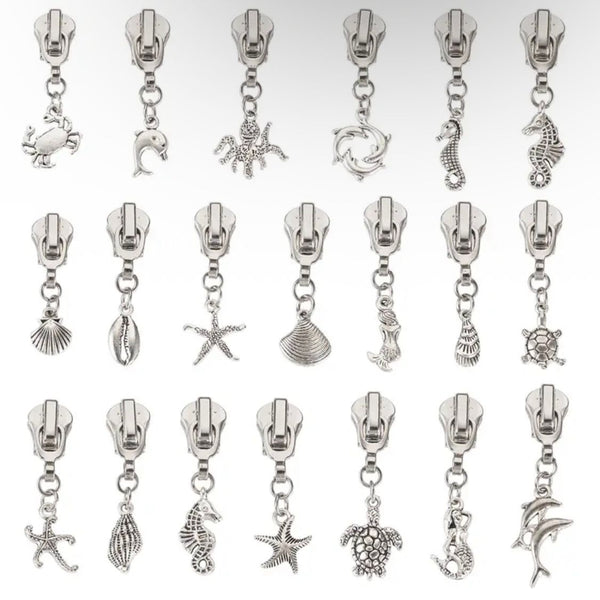 HARDWARE LUCKY DIP: Metal Zip Slider with SEA LIFE Zipper Pull (design ...