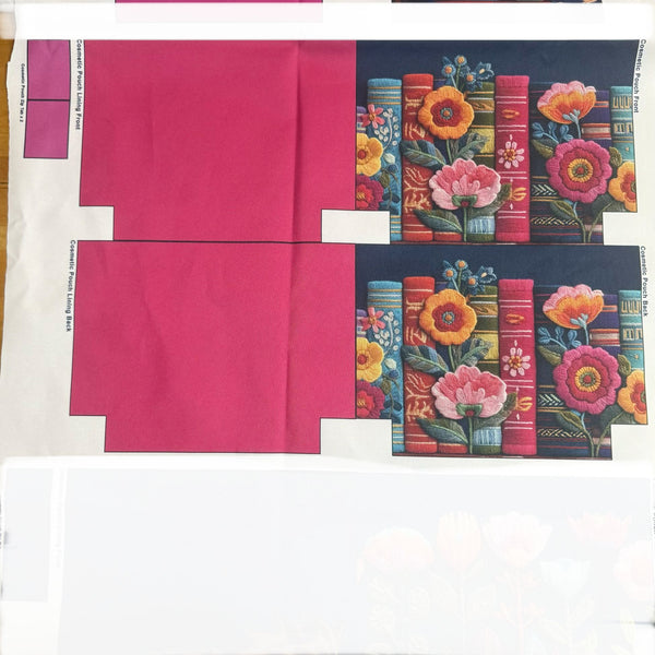 FABRIC KIT + ZIP: Waterproof Cosmetic Bag: Embroidered Flowers 2 (with ...