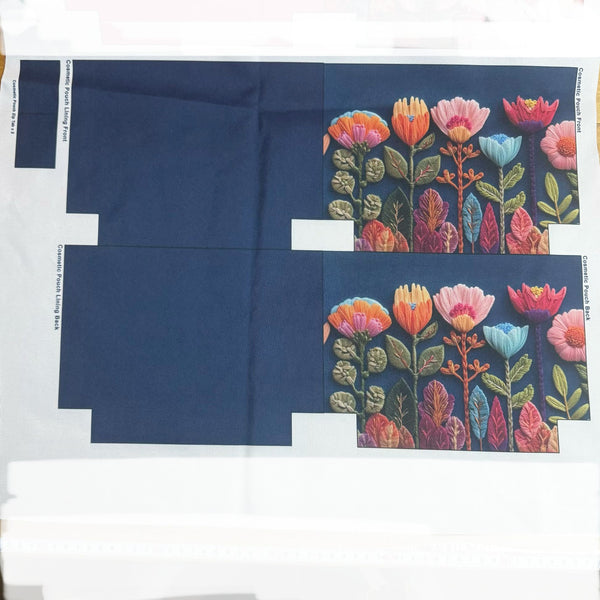 FABRIC KIT + ZIP: Waterproof Cosmetic Bag: Embroidered Flowers 1 ...