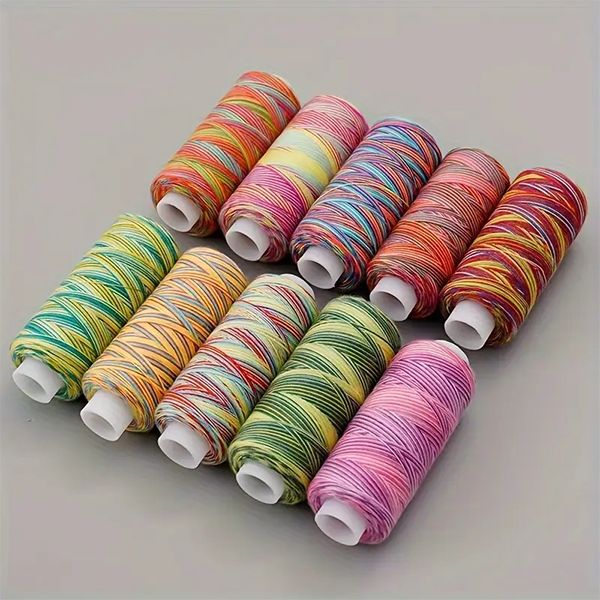 THREAD: Polyester Rainbow Sewing Thread: Ten x 300 yard assorted spool ...