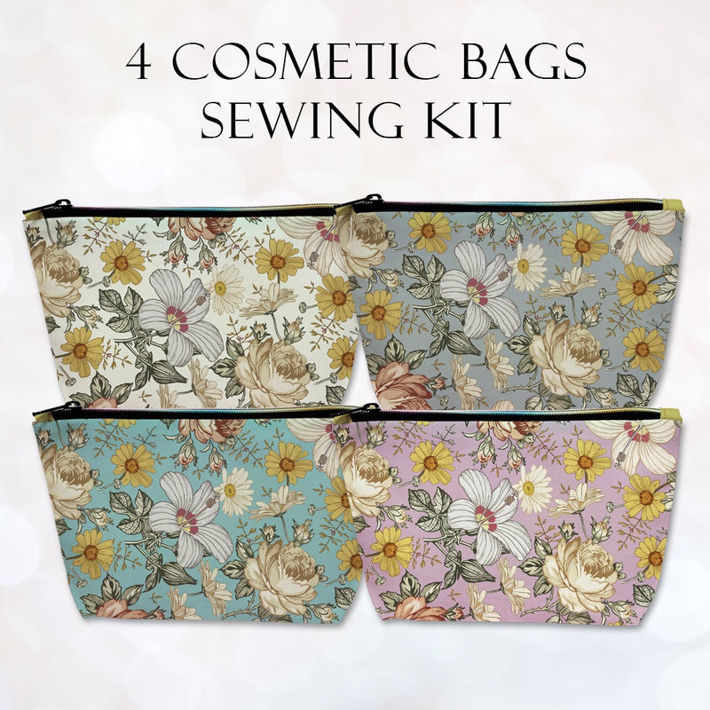 WATERPROOF CANVAS PANELS + ZIP: 4 Panels: Waterproof Cosmetic Bags: "H ...