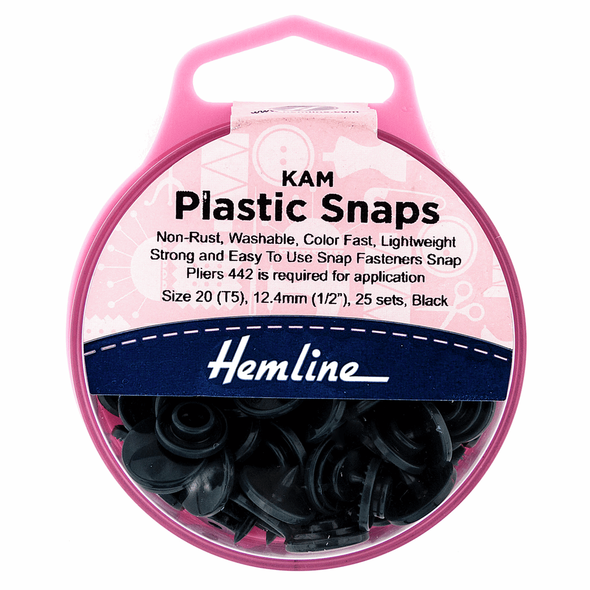 HEMLINE: Plastic KAM Snaps: 25 x 12.4mm Set: Black – Natasha Makes