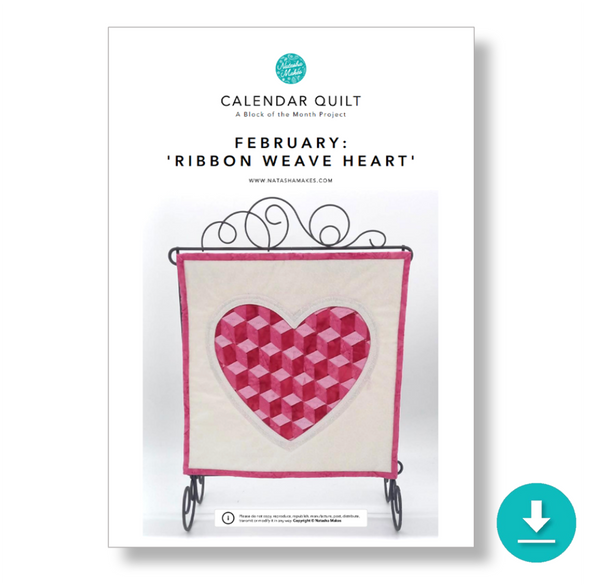 INSTRUCTIONS with Template: Calendar Quilt | BLOCK 2 'Ribbon Weave Hea ...