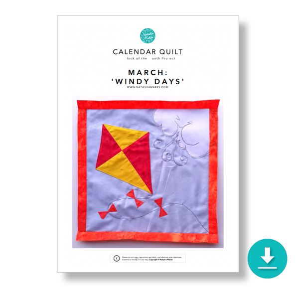 INSTRUCTIONS with Template: Calendar Quilt | BLOCK 3 'Windy Days': DIG ...