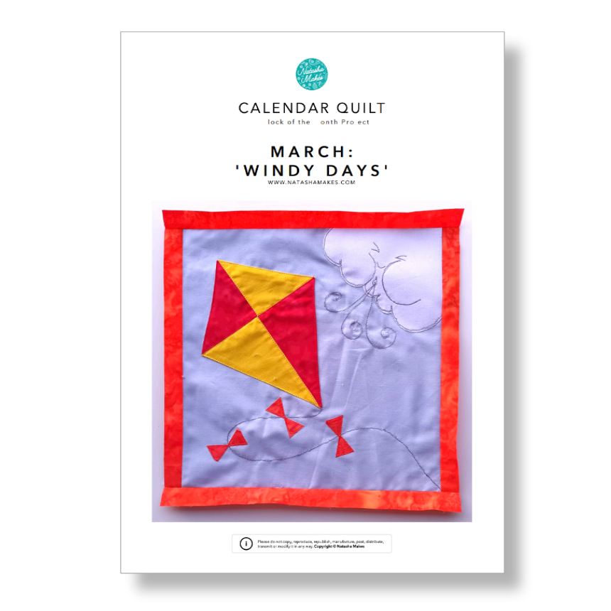 INSTRUCTIONS with Template: Calendar Quilt | BLOCK 3 'Windy Days': PRI ...