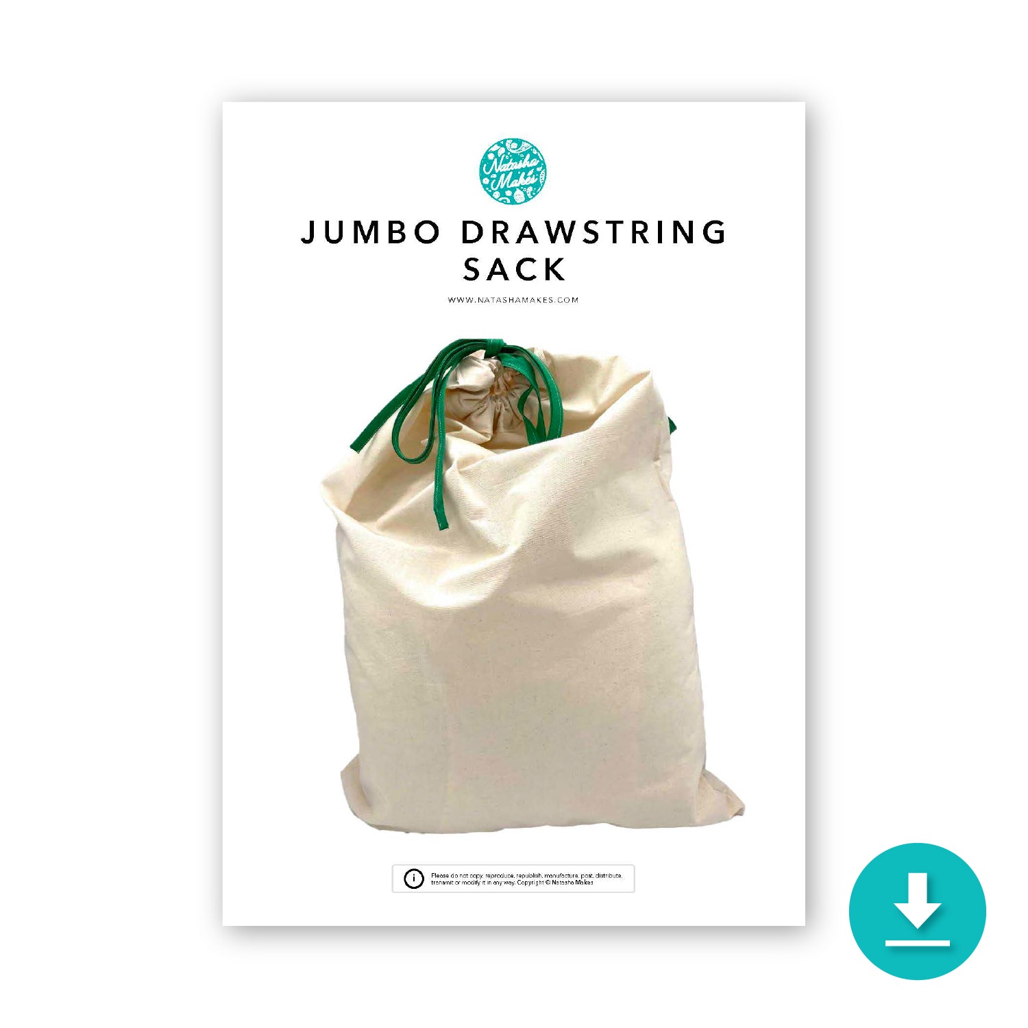 INSTRUCTIONS: Jumbo Drawstring Sack: DIGITAL DOWNLOAD – Natasha Makes