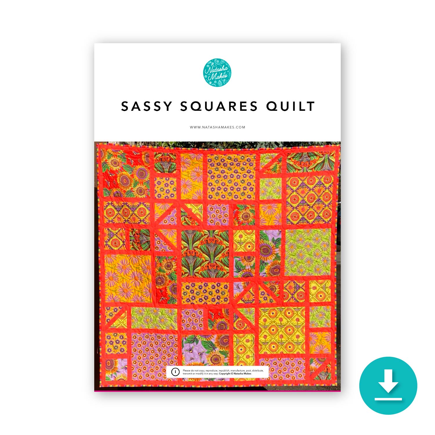 INSTRUCTIONS: Sassy Squares Quilt: DIGITAL DOWNLOAD – Natasha Makes