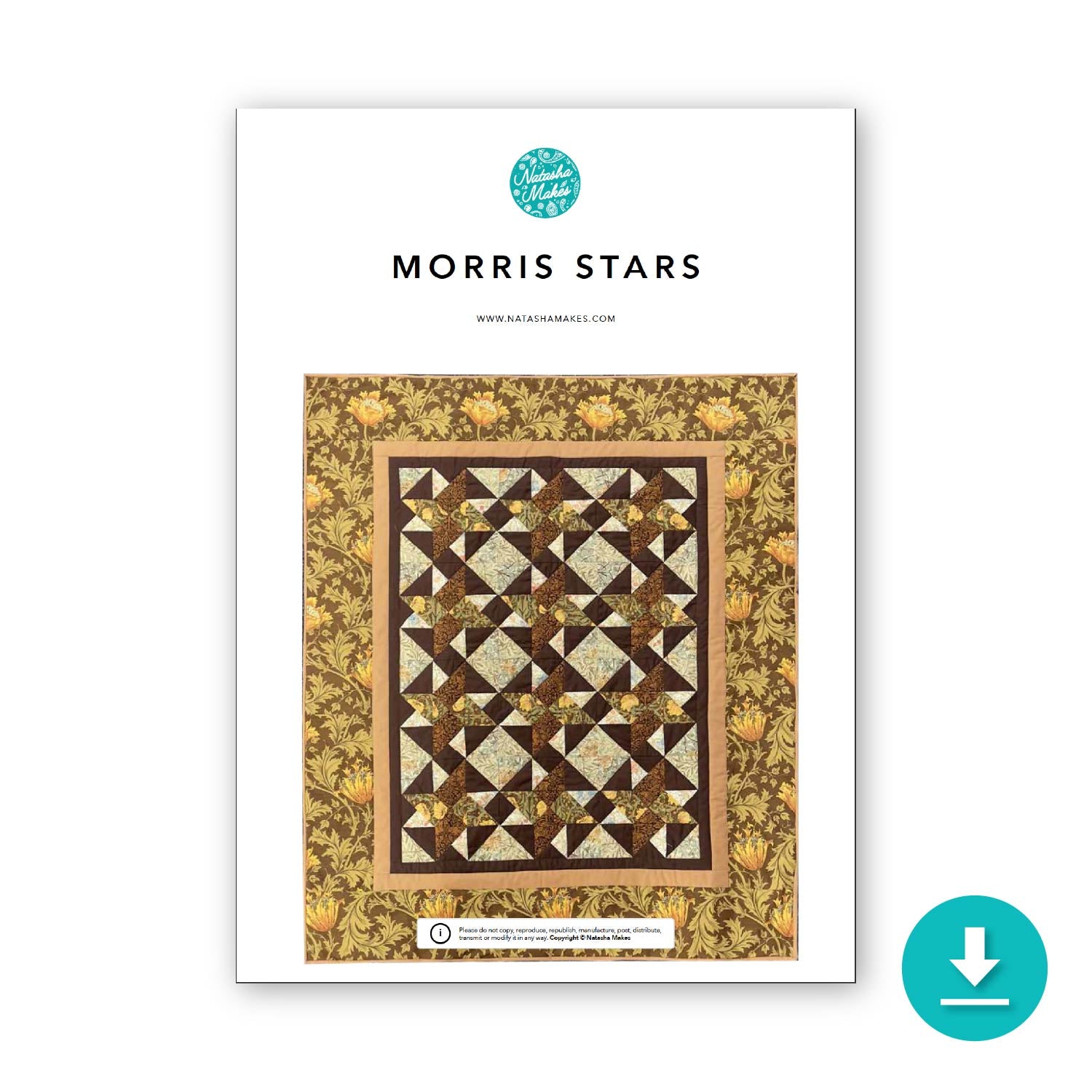 INSTRUCTIONS: 'Morris Stars' Quilt: DIGITAL DOWNLOAD – Natasha Makes