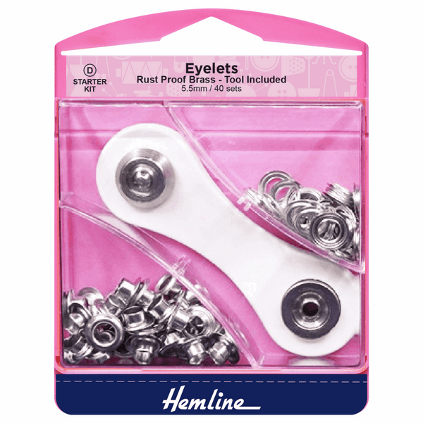 HEMLINE: Eyelets Starter Kit: 5.5mm: Nickel/Silver: (D): 40 Pieces ...